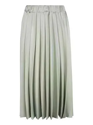 D.exterior Pleated Satin Midi Skirt - Green