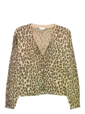 Liu Jo Leopard-print Buttoned Cardigan - Brown