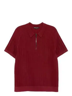 Michael Kors Cotton Knit Zip Polo Shirt - Red