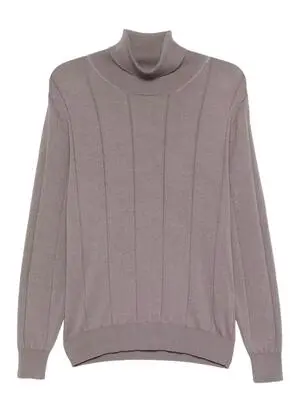 Eleventy Turtleneck Ribbed Sweater - Grey