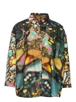 YAVI Abstract-print Shirt - Blue