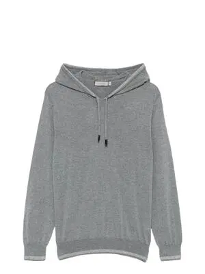 Canali Contrasting-trim Hoodie - Grey