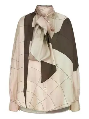 FERRAGAMO Sash-detailed Silk Shirt - Neutrals