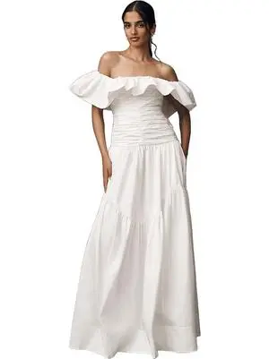 Shona Joy Maiori Off-the-shoulder Ruched Maxi Dress - Ivory