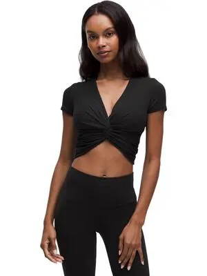 Lululemon Modal-Silk Twist-Front Cropped T-Shirt Black