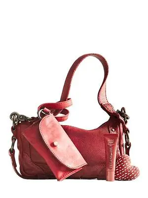 Free People Lillie Leather Shoulder Bag - Red/brass