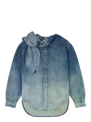 DIESEL Tie-neck Denim Blouse - Blue