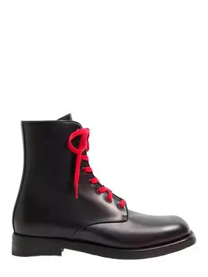 Valentino Garavani Lace-up Leather Ankle Boots - Black
