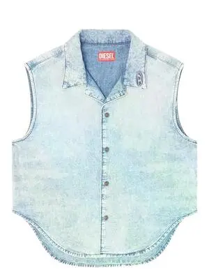 DIESEL® Logo-embroidered Denim Vest - Blue