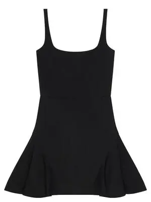 Givenchy Square-neck Mini Day Dress With Fluted Hem - Black
