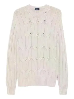 DRUMOHR Cable-Knit Crew-Neck Sweater Neutrals
