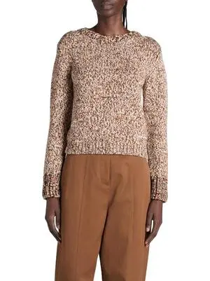 Moncler Virgin Wool Crewneck Sweater - Brown/beige Multi