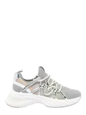 Pinko Ariel Metallic-panel Lace-up Sneakers - Grey