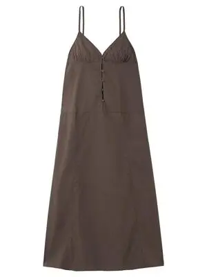 DEIJI STUDIOS Organic Cotton-poplin Midi Dress - Brown