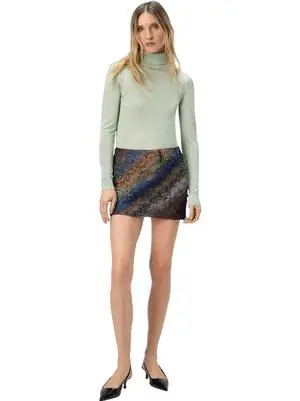 Missoni Pleated Mini Skirt With Snake Pattern - Blue