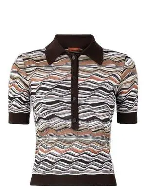 Missoni Wave Pattern Polo Shirt - Beige & Brown