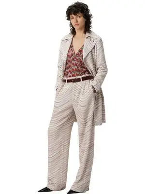 MISSONI Wavy Zigzag Pattern Double-Breasted Trench Coat