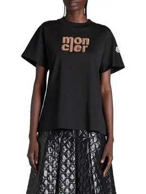 Moncler Logo Patch Cotton T-shirt - Black