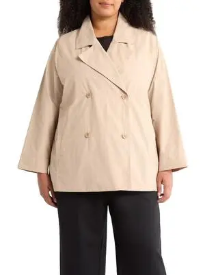 Eileen Fisher Organic Cotton Blend Crop Trench Coat - Wheat