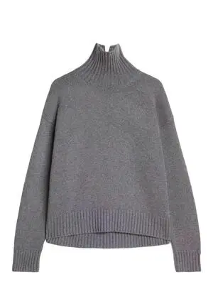 JIL SANDER High-neck Ribbed-cuff Sweater - Grey