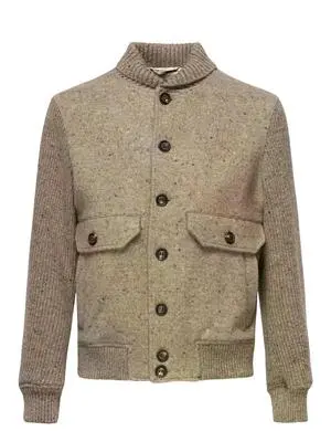 Eleventy Speckled-effect Ribbed Jacket - Neutrals
