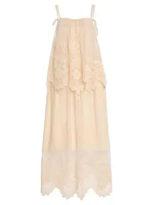 Zimmermann Hypnotic Tiered Lace Maxi Slip Dress - Ivory
