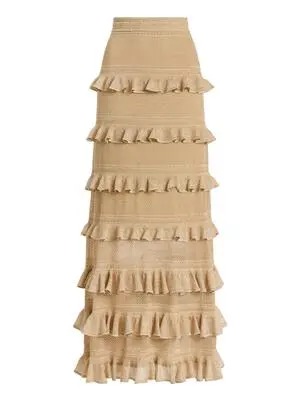 Zimmermann Hypnotic Ruffled Lace Midi Skirt - Gold
