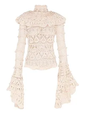 Zimmermann Hypnotic Hand Crochet Cotton Sweater - Ivory