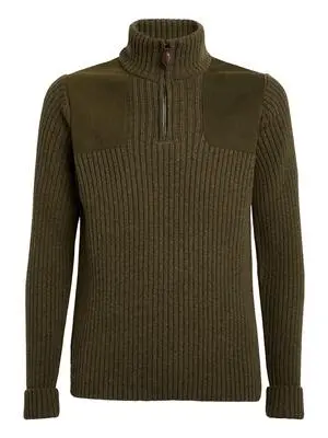 Purdey Wool Quarter-zip Commando Sweater - Green