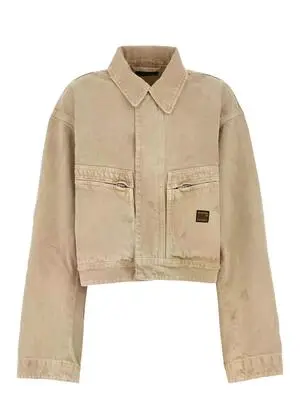 Balenciaga Zipped-pocket Long-sleeves Denim Jacket - Neutrals