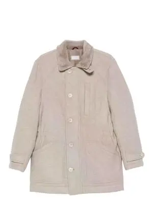 Brunello Cucinelli Trimmed-collar Single-breasted Coat - Neutrals
