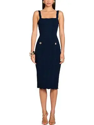 Retrofete Kniz Fitted Midi Dress - Metallic Navy