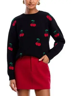 Aqua Cherry Crewneck Sweater - Black Multi