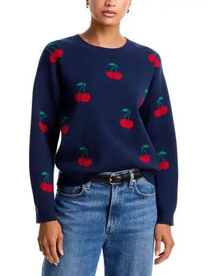Aqua Cherry Crewneck Sweater - Navy Multi