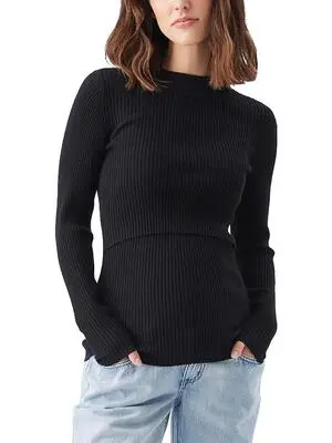 RIPE MATERNITY Lift Up Nursing Knit Sweater - Black