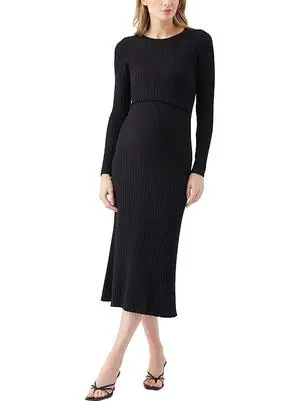 RIPE MATERNITY Eden Knit Nursing Midi Dress - Black