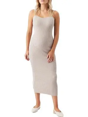 RIPE MATERNITY Celine Rib Knit Dress - Stone