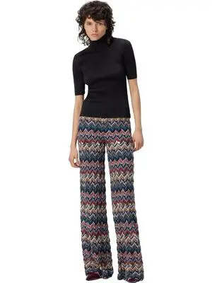 MISSONI Short-Sleeve Mock Neck Lamé Sweater