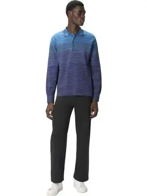 Missoni Long Sleeve Flame Knit Polo - Blue