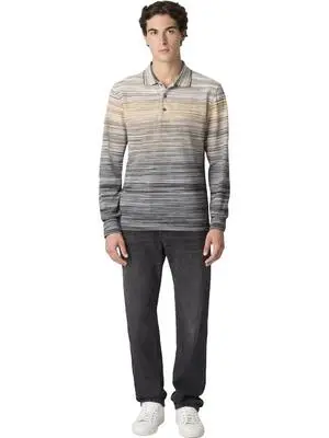 Missoni Long Sleeve Flame Knit Polo - Grey