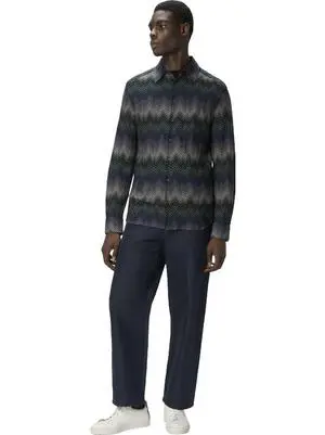 Missoni Long Sleeve Shirt With Irregular Zigzag Pattern - Blue & Green