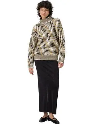 Missoni Oversized High-neck Flame Knit Sweater - Yellow & Brown