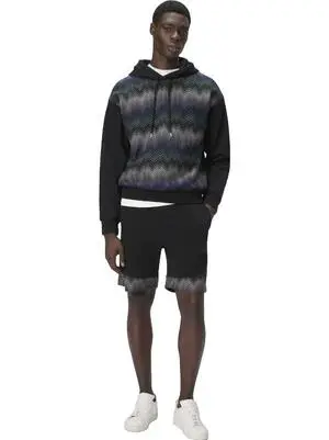 Missoni Fleece Shorts With Zigzag Insert - Black
