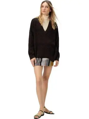 Missoni Oversized V-neck Chevron Sweater - Brown