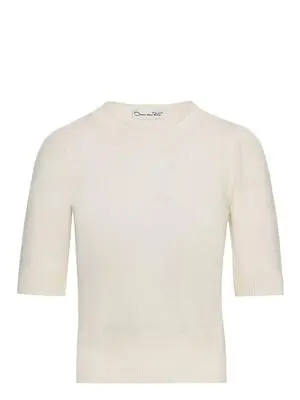 Oscar De La Renta Short-sleeve Wool Pullover - Natural