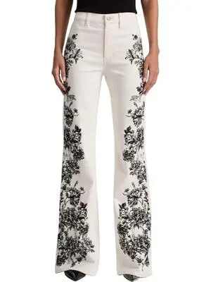 Alice + Olivia Embroidered Flare Jeans - Black