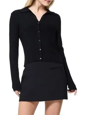 French Connection Knit Button-Front Shirt Black