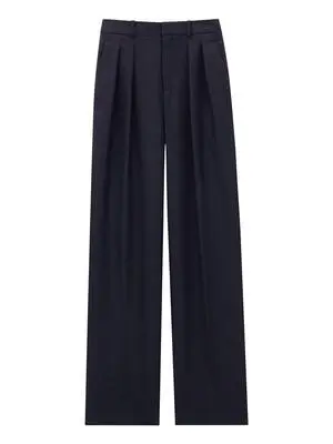 Saint Laurent Wool Chiné Trousers Blue