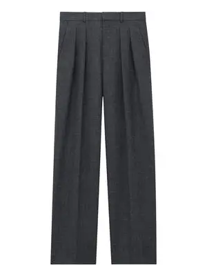 Saint Laurent Wool Chiné Trousers Grey
