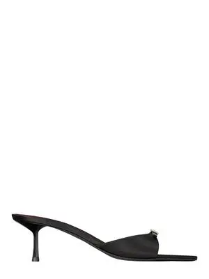 Saint Laurent Satin Daisy Mules - Black